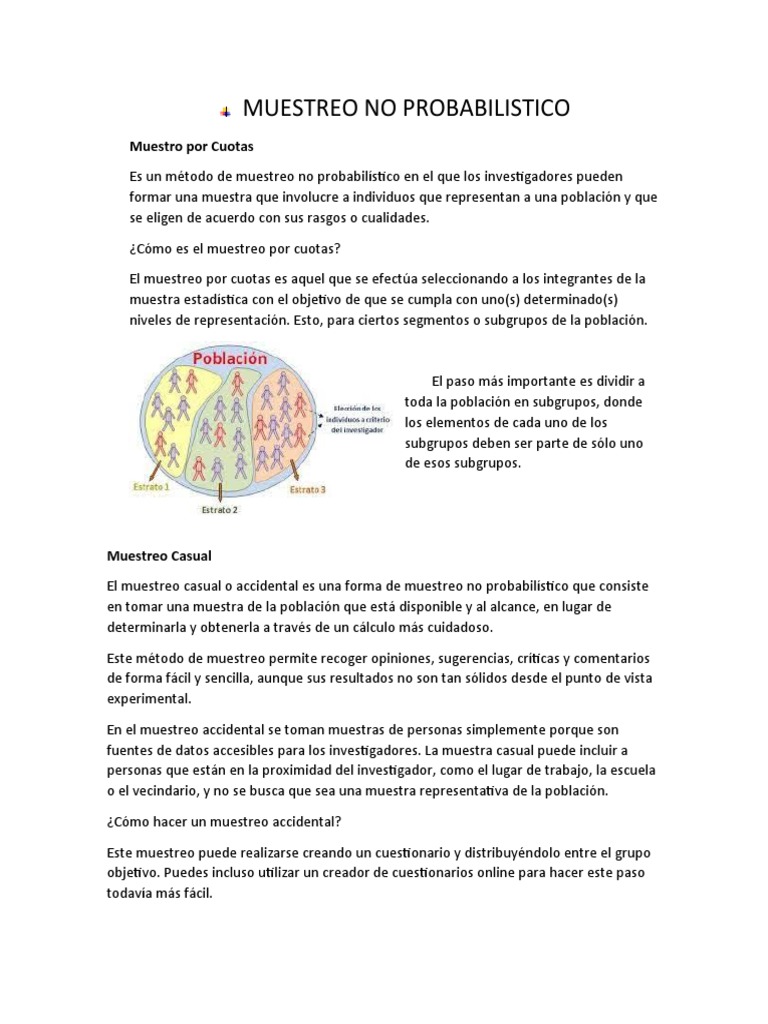 Tipos de Muestreo No Probabilístico | PDF | Muestreo (Estadísticas ...