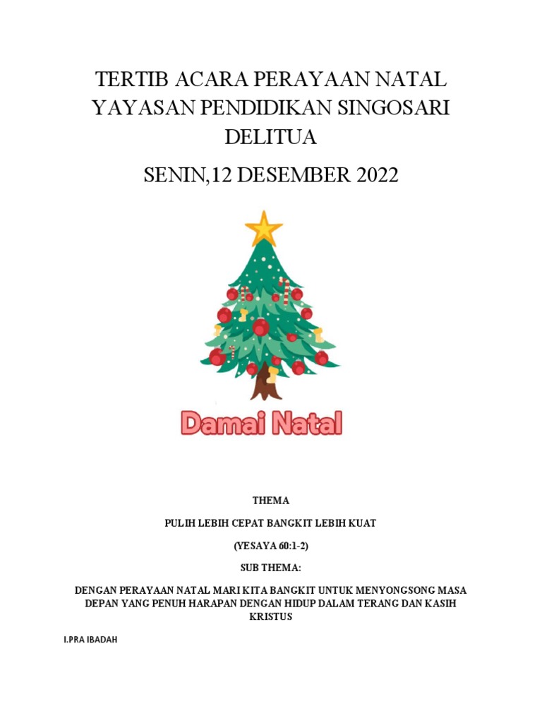 Tertib Acara Natal Yayasan Singosari | PDF | Agama & Spiritualitas