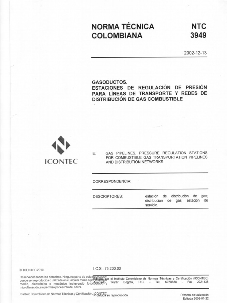 NTC 3949 Estaciones de Regulacion | PDF