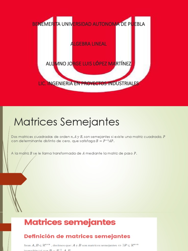 Matrices Semejantes 1 | PDF | Matriz (Matemáticas) | Teoría del operador