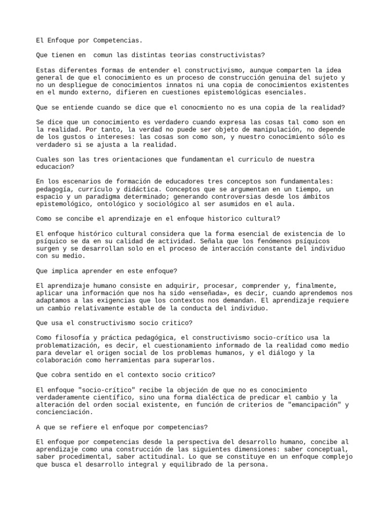 El Enfoque Por Competencias | PDF | Plan de estudios | Método de enseñanza El Enfoque Por Competencias | PDF | Plan de estudios | Método de enseñanza