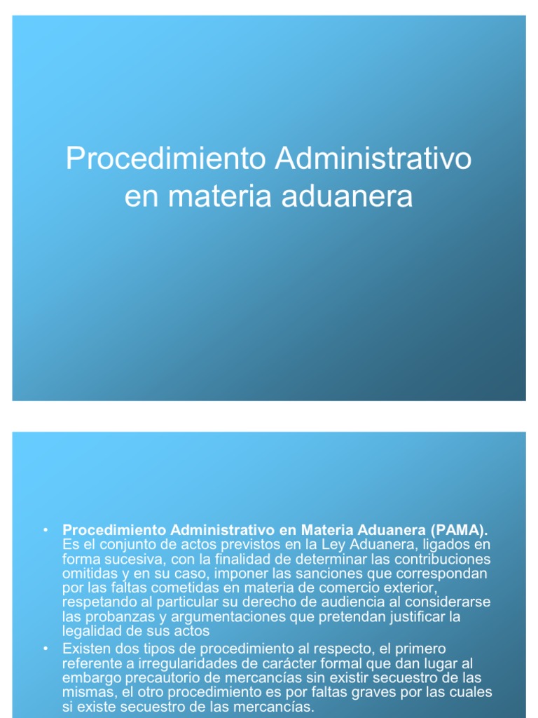 Procedimiento Administrativo en Materia Aduanera | aduana | Impuesto ...