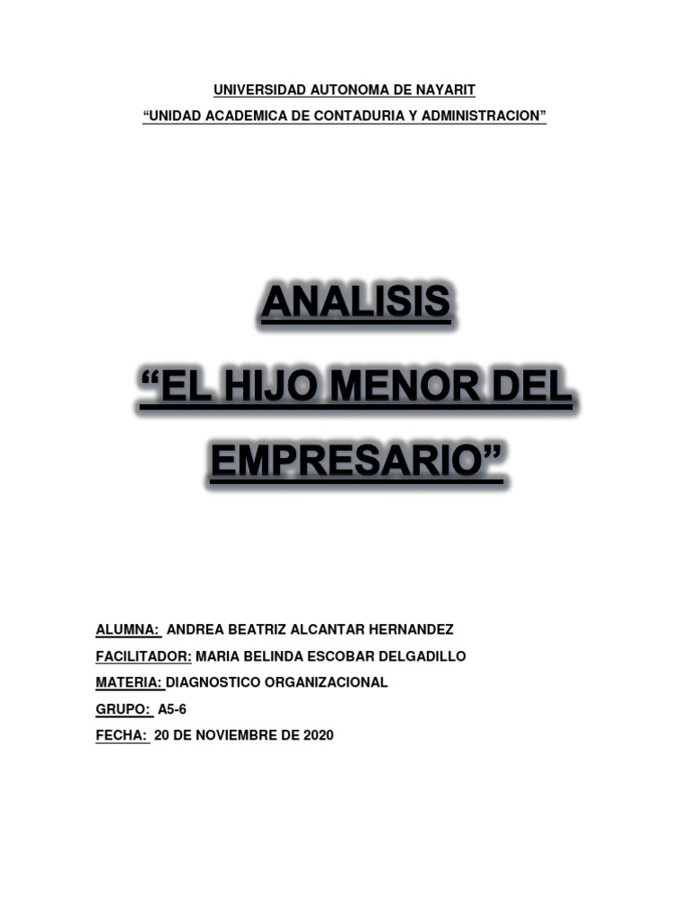 El Hijo Menor Del Empresario Analisis | PDF | Business
