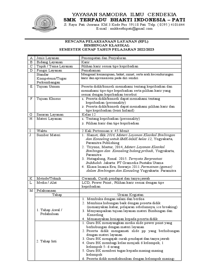 RPL Pilihan Karir Sesuai Tipe Kepribadian | PDF