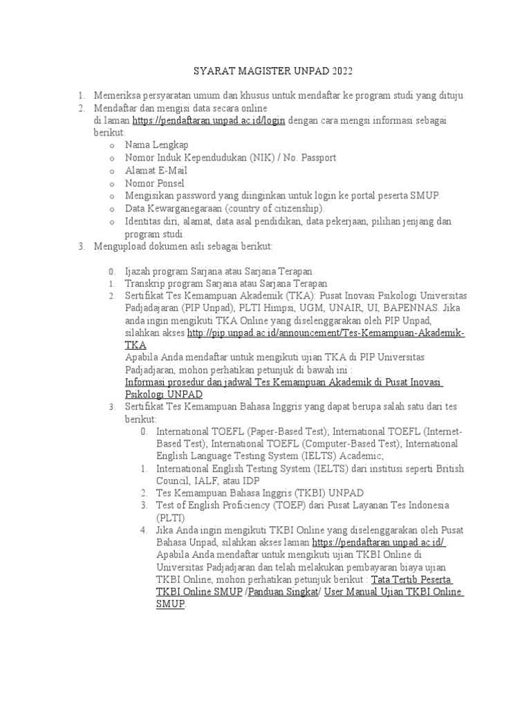 Syarat Magister Unpad 2022 | PDF