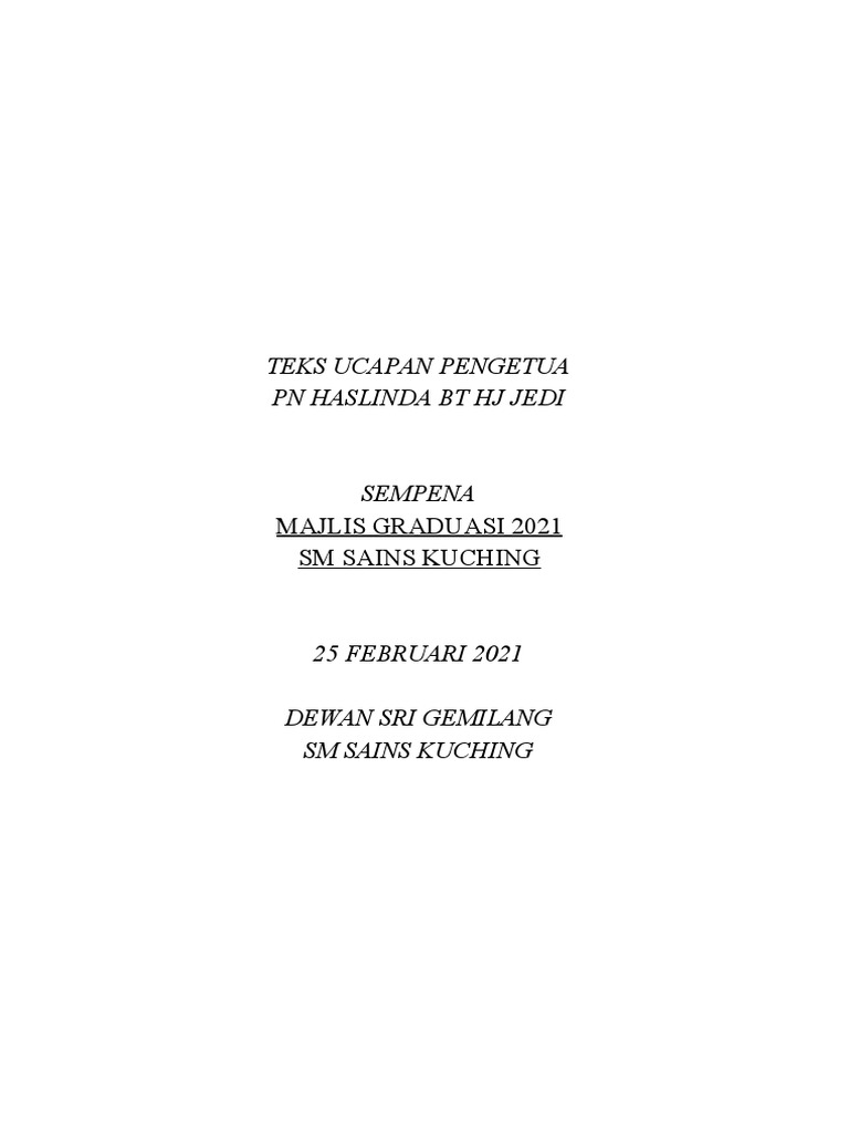 Teks Ucapan Pengetua Majlis Graduasi | PDF