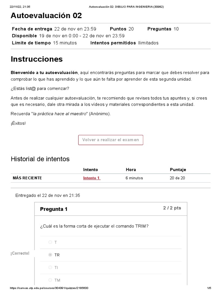 Autoevaluación 02 - DIBUJO PARA INGENIERIA (30982) | PDF