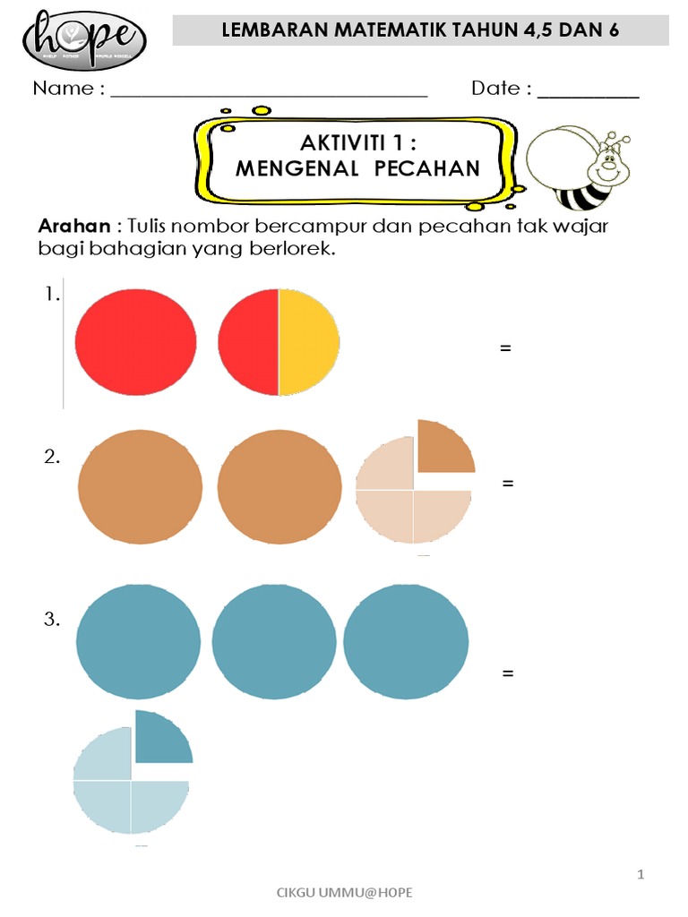 Worksheet Pecahan | PDF