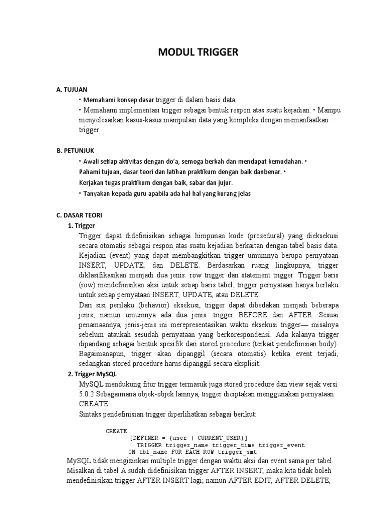 MODUL TRIGGER Wahyu Trisnantoadi P | PDF | Komputer