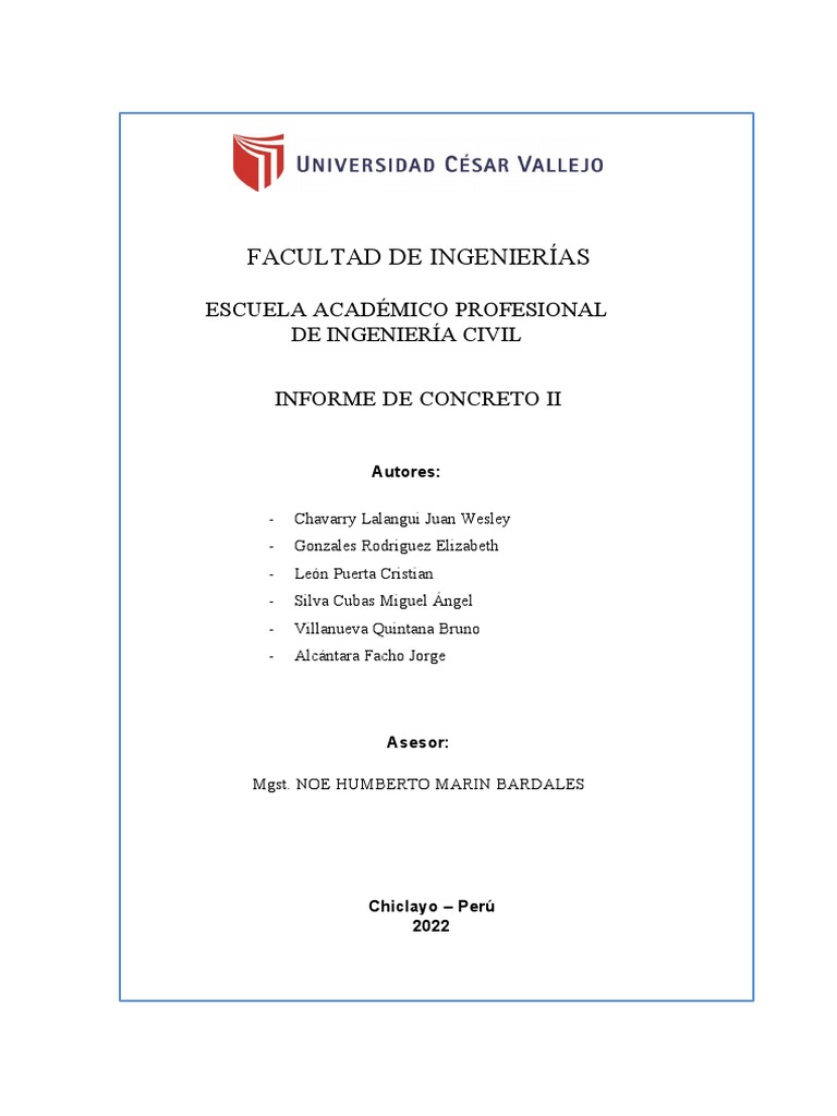 Informe de Concreto 2 - Grupo 6 | PDF | Diseño | Hormigón