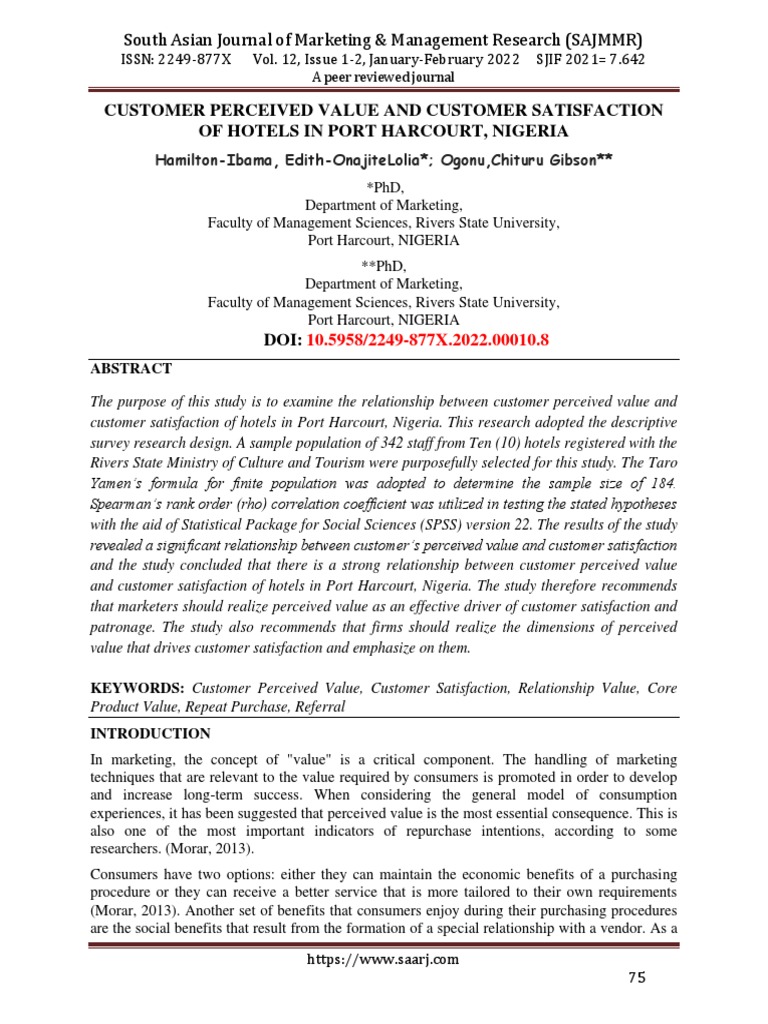 Customer Perceived Value and Customer Satisfaction | PDF | Customer ...