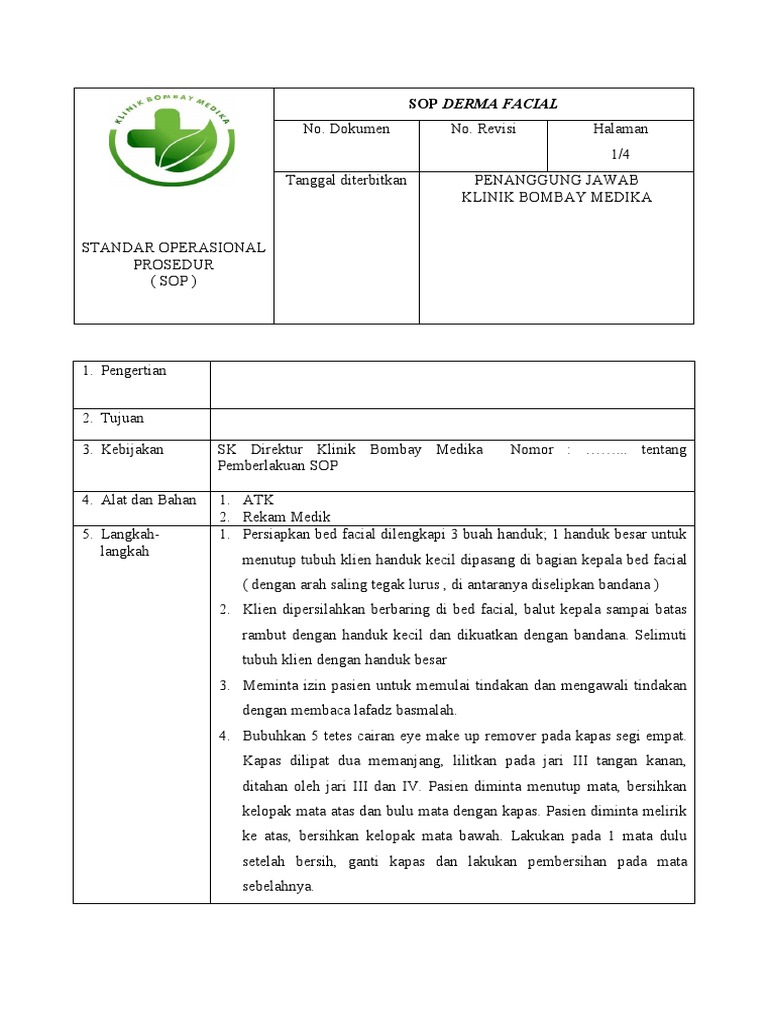 Sop Derma Facial | PDF