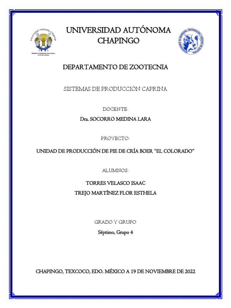 Unidad de Producción de Pie de Cría Boer | PDF