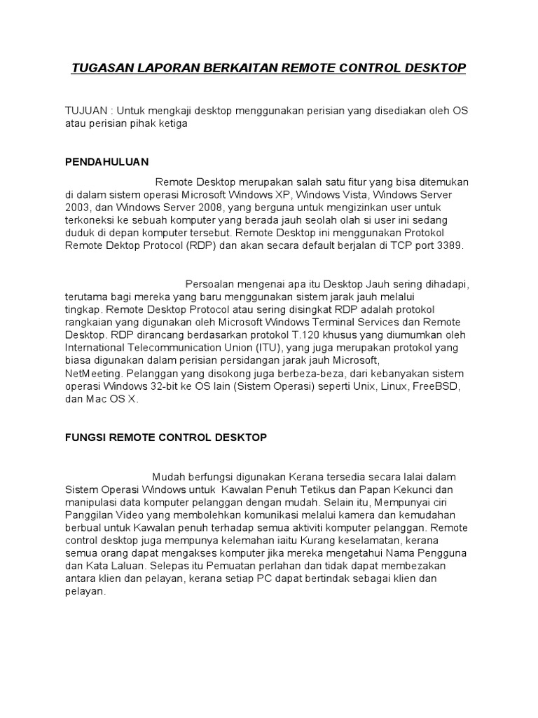 Panduan Remote Control Desktop Windows | PDF