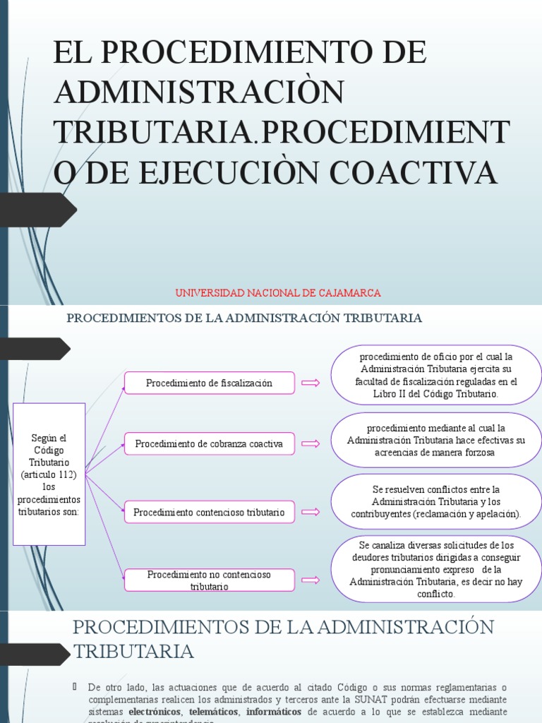 El Procedimiento de Administraciòn Tributaria PPT Derecho | PDF