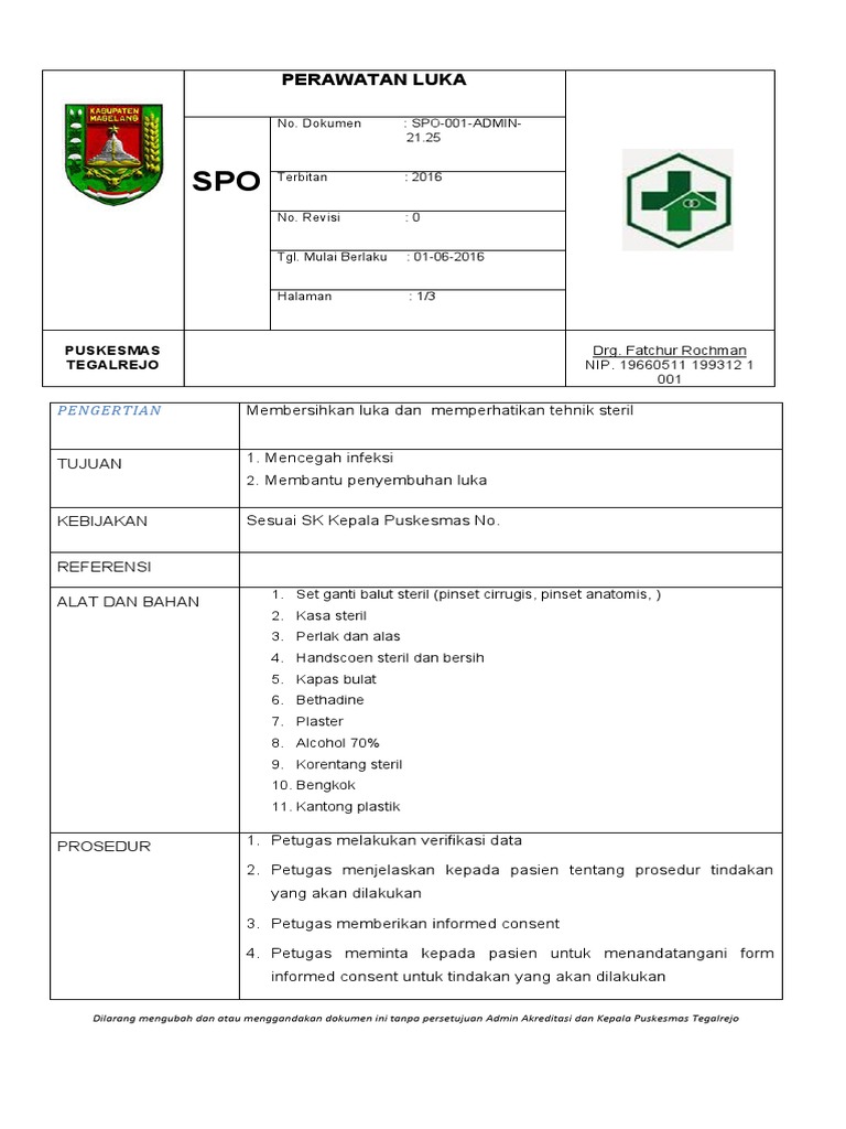Sop Perawatan Luka | PDF