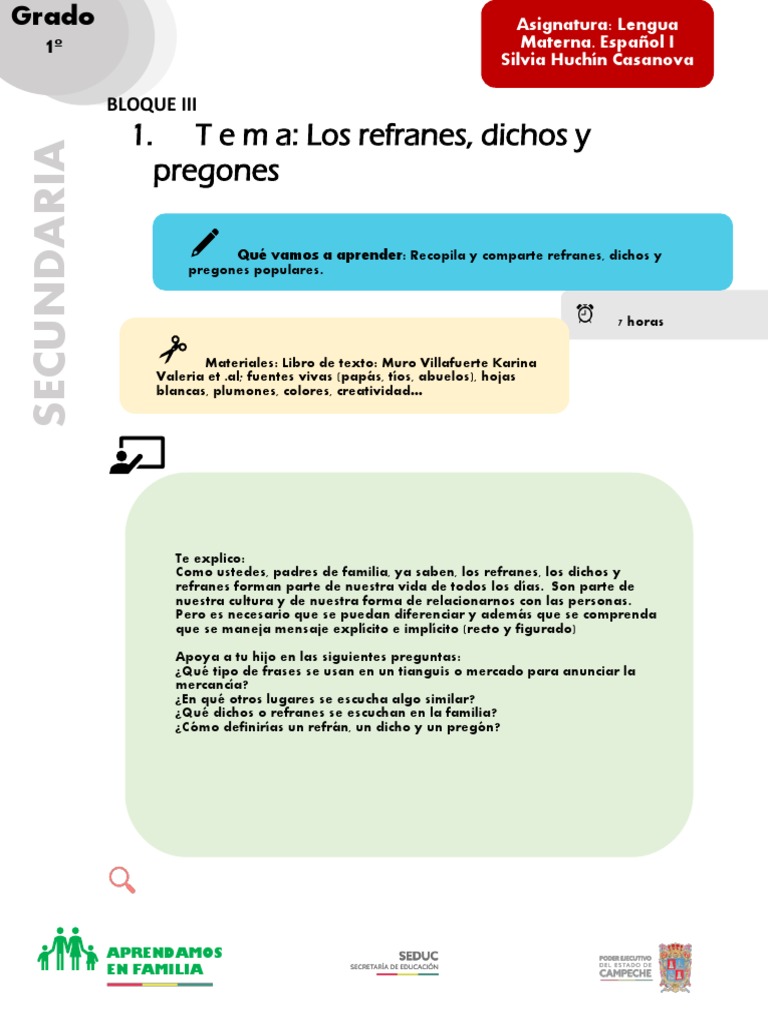Dichos Refranes Material de Apoyo | PDF | Lingüística