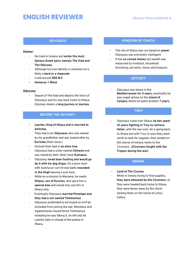 Greek Epic Insights for Students | PDF | Odysseus | Odyssey