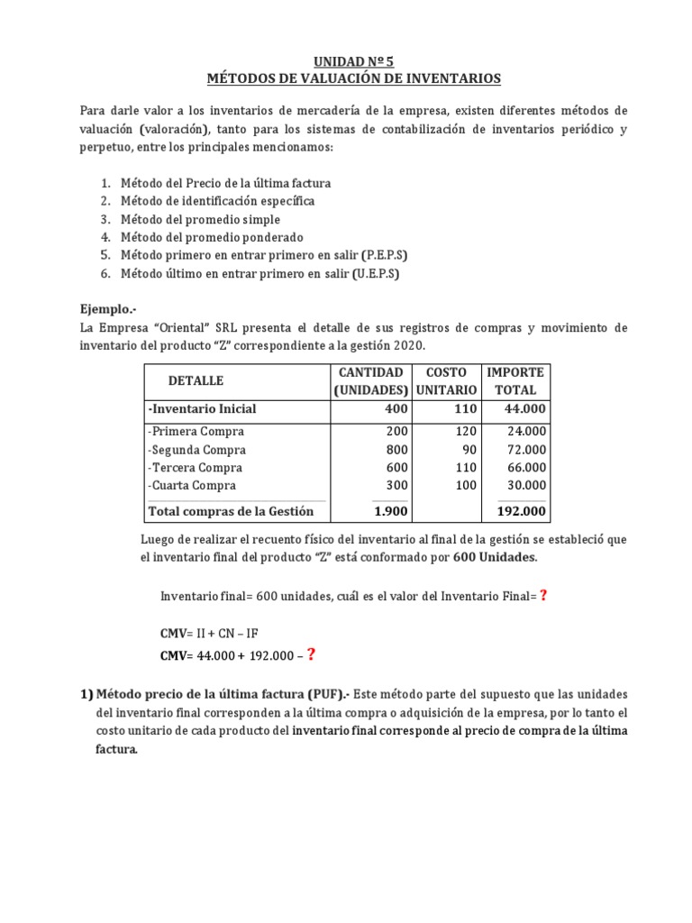 Método de Identificación Específica | PDF | Inventario | Procesos de ...