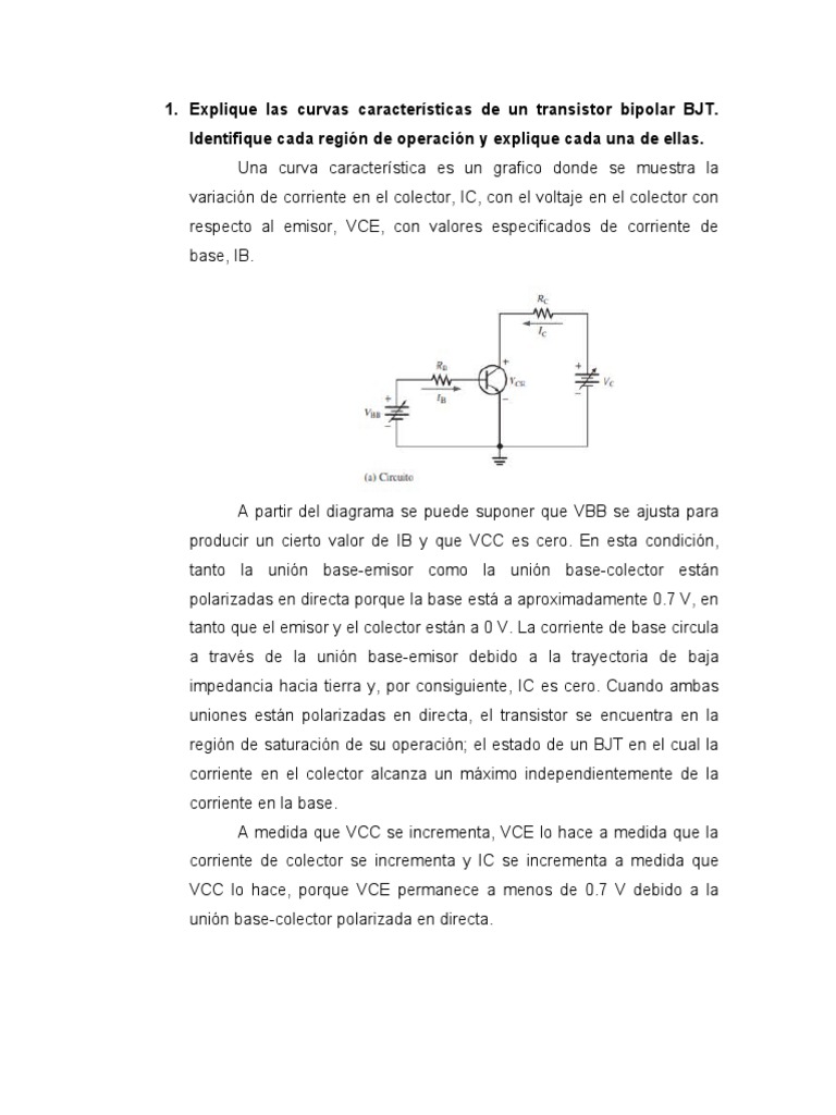 Curvas y Análisis de BJT Bipolar | PDF | Transistor de unión bipolar ...