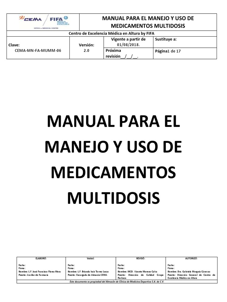 Manejo Seguro de Medicamentos Multidosis | PDF | Farmacia ...
