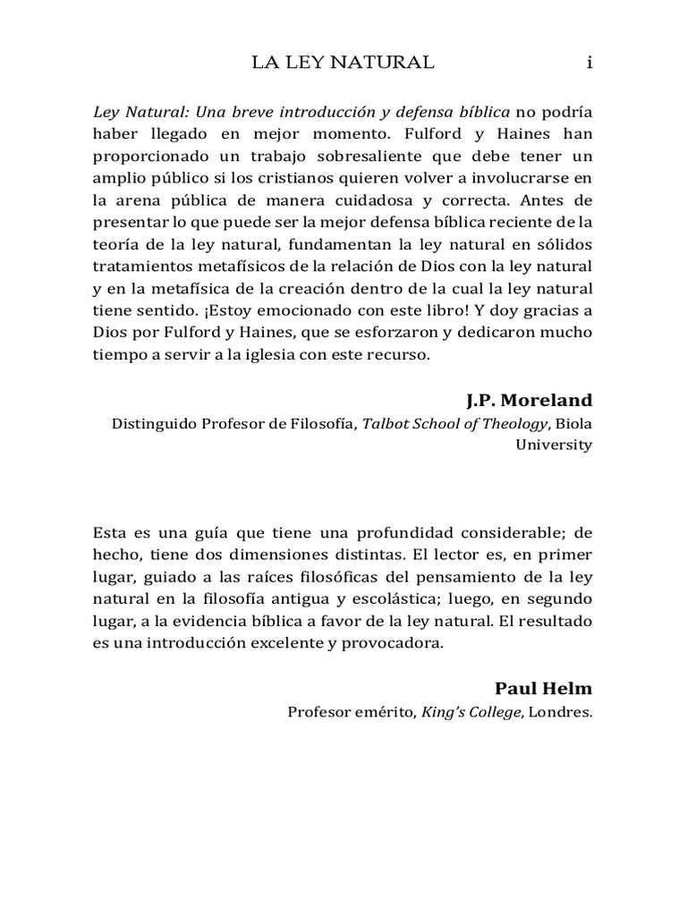 La Ley Natural I La Ley Natural I Ley Natural Una Breve Introduccin y ...