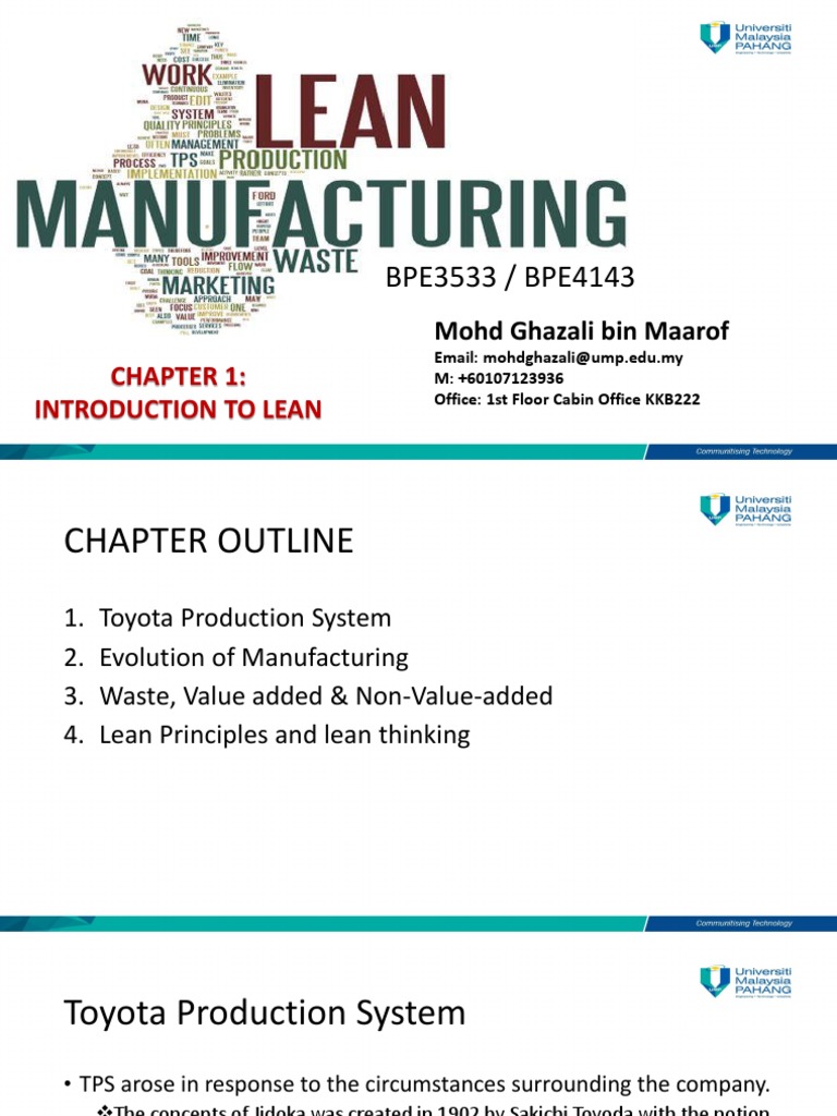 Chapter 1 Introduction To Lean Manufacturing | PDF | Lean Manufacturing ...