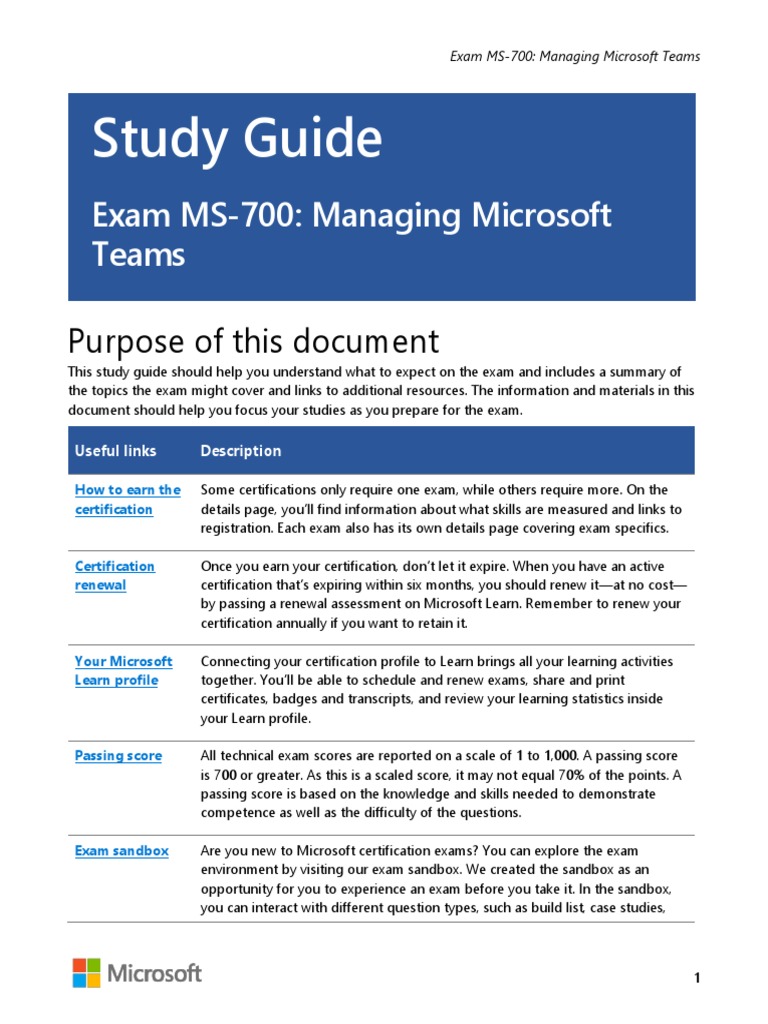 MS-700 Managing Microsoft Teams Study Guide | PDF | Computer Network ...