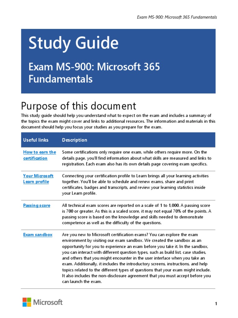 MS-900 Microsoft 365 Fundamentals Guide | PDF | Cloud Computing | Test ...