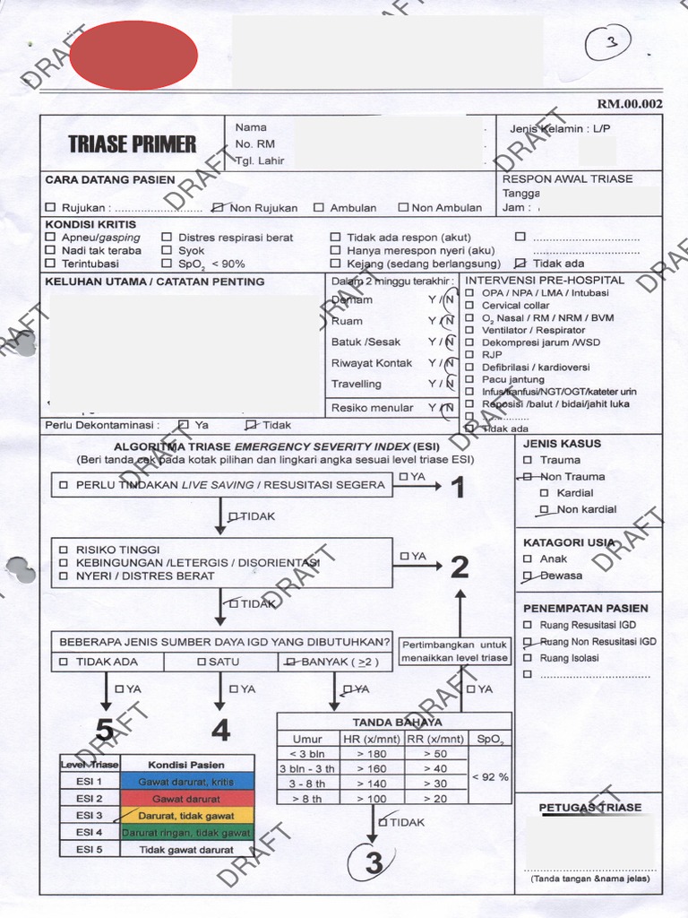 DRAFT - Contoh Form Skrining Pasien Luar | PDF