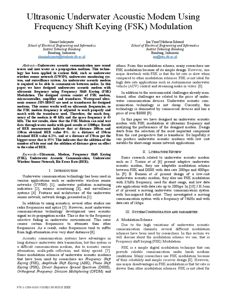 4.ultrasonic Underwater Acoustic Modem Using | PDF