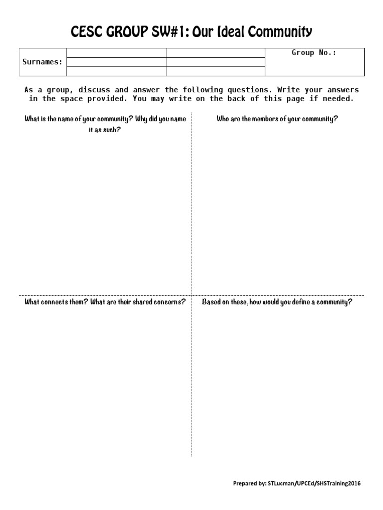 Worksheets SHS Training | PDF | Community | Psychological Concepts