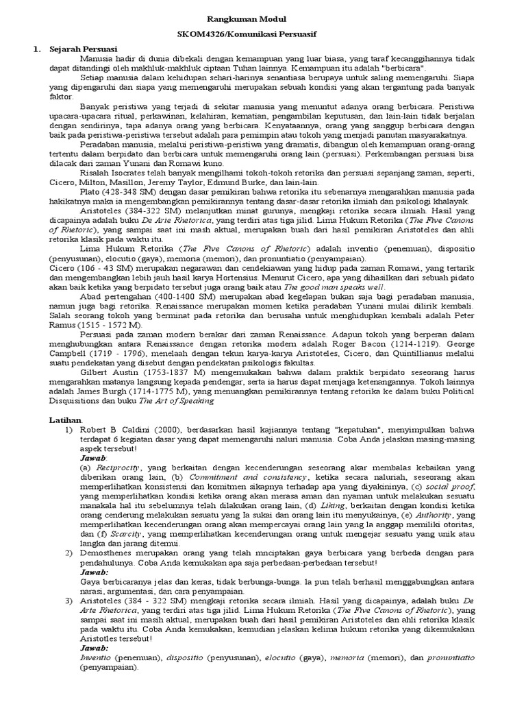 Rangkuman Modul SKOM4326 Komunikasi Persuasif | PDF