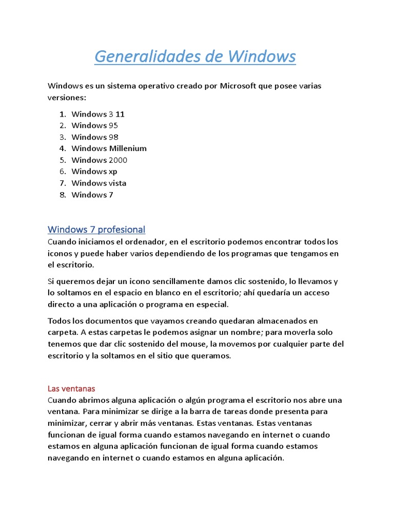Generalidades de Windows | PDF