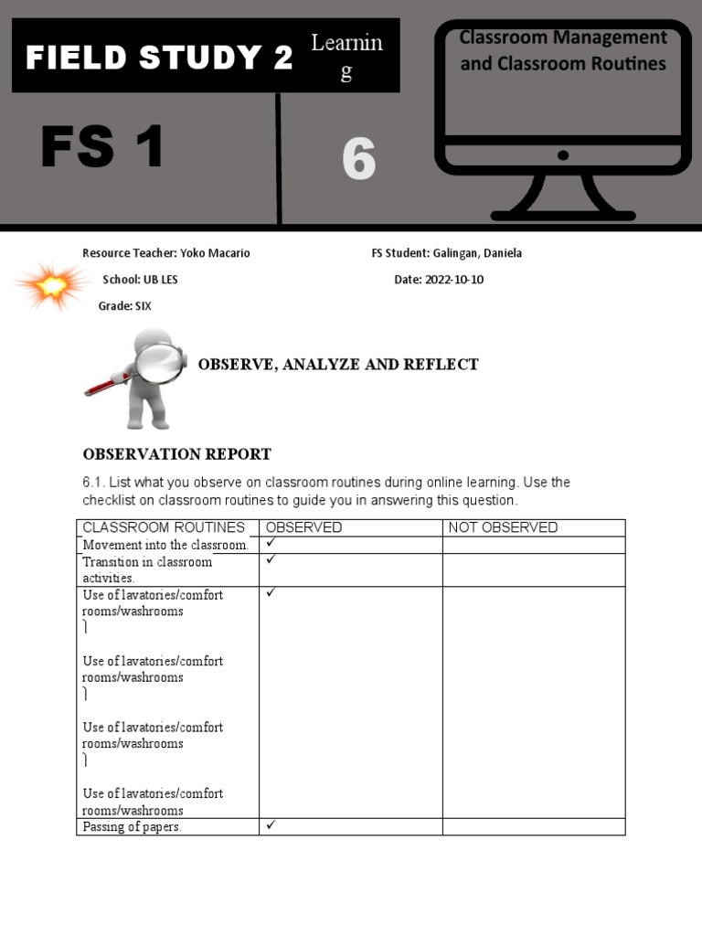 Classroom Management and Routines Analysis | PDF | Teachers | Classroom