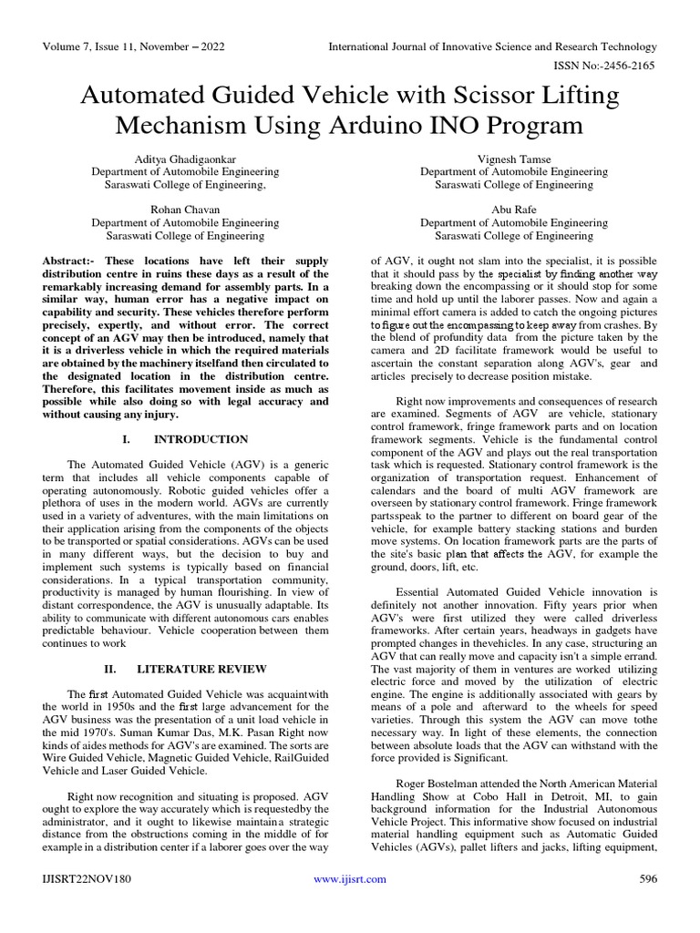 Automated Guided Vehicle With Scissor Lifting Mechanism Using Arduino ... Automated Guided Vehicle With Scissor Lifting Mechanism Using Arduino ...