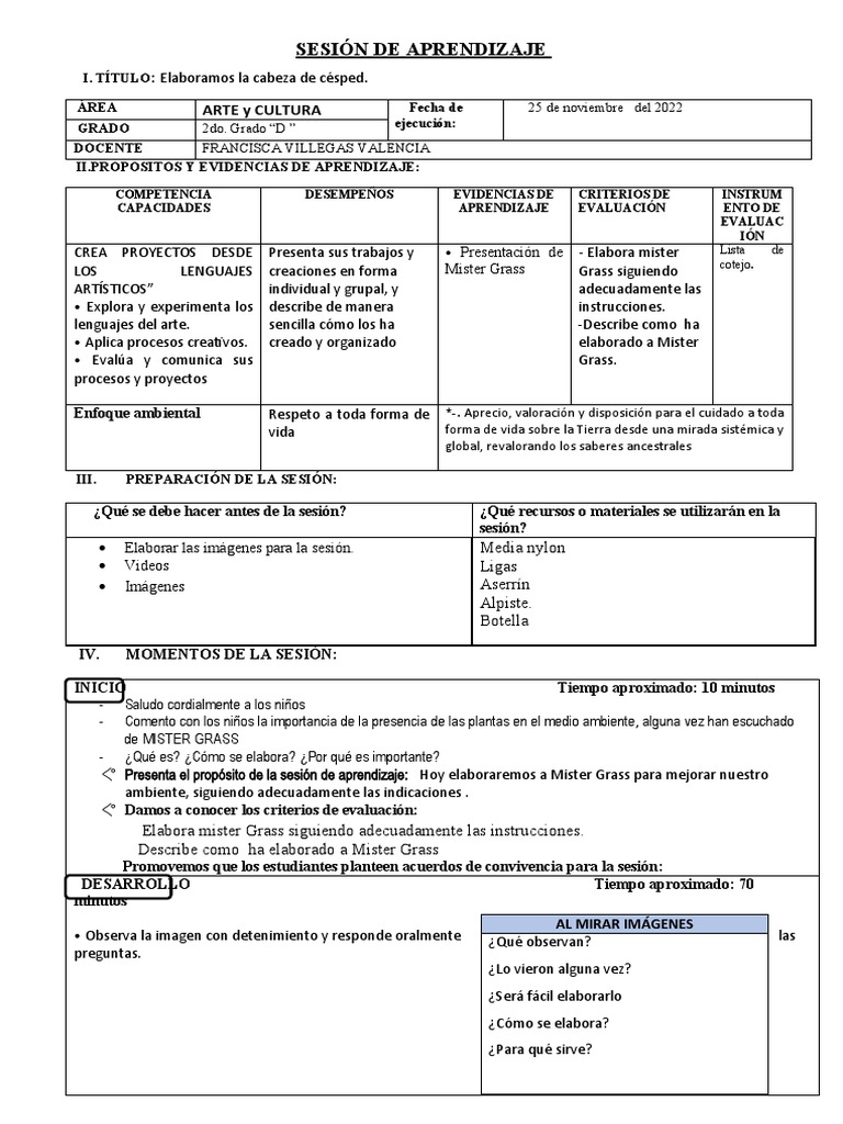 Mister Grass | PDF | Aprendizaje | Evaluación