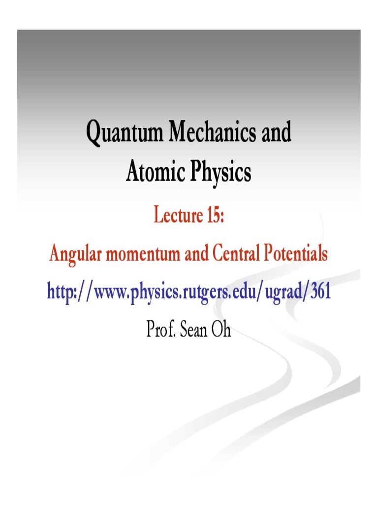 Lecture 15 | PDF | Wave Function | Quantum Mechanics