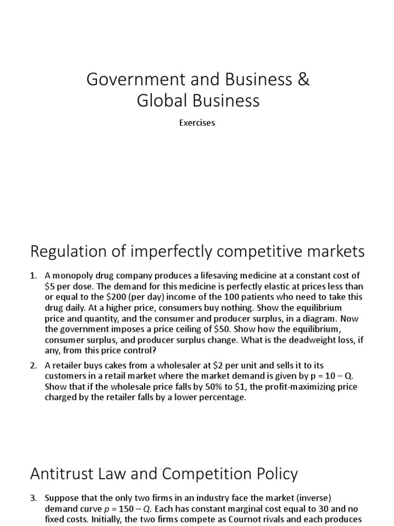 6 Exercises Government and Business GlobalBusiness | PDF | Supply And ...