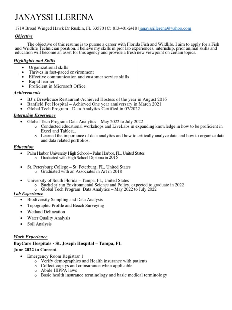Janayssi Llerena Resume Final | PDF | Patient