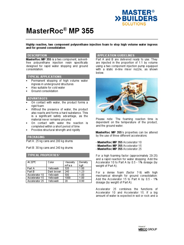 Masterroc MP 355 Tds | Download Free PDF | Polyurethane | Water