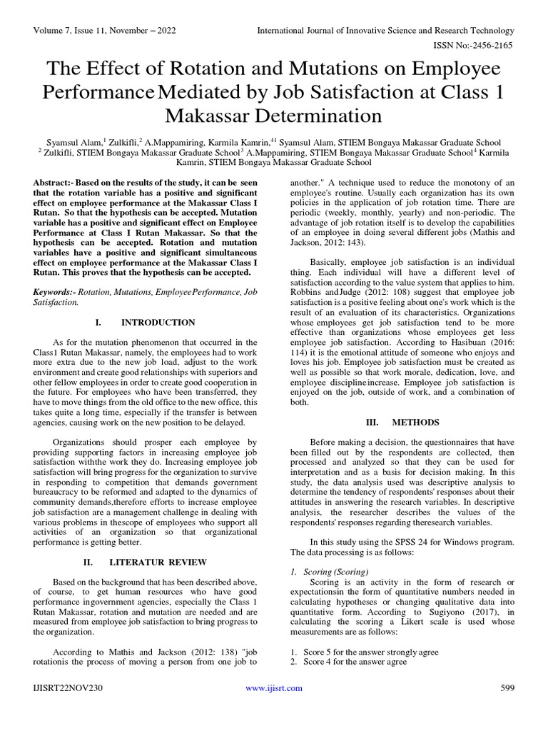 The Effect of Rotation and Mutations On Employee PerformanceMediated by ...