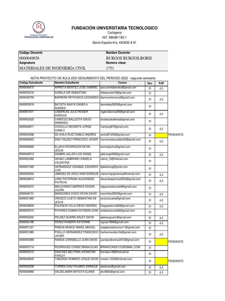 Notas Proyecto de Aula 2do Seg 3er Sem - 221130 - 141452 | PDF