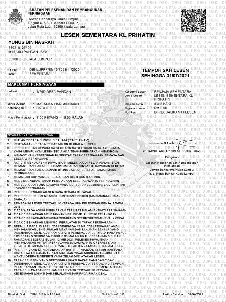 Lesen Penjaja KLP | PDF