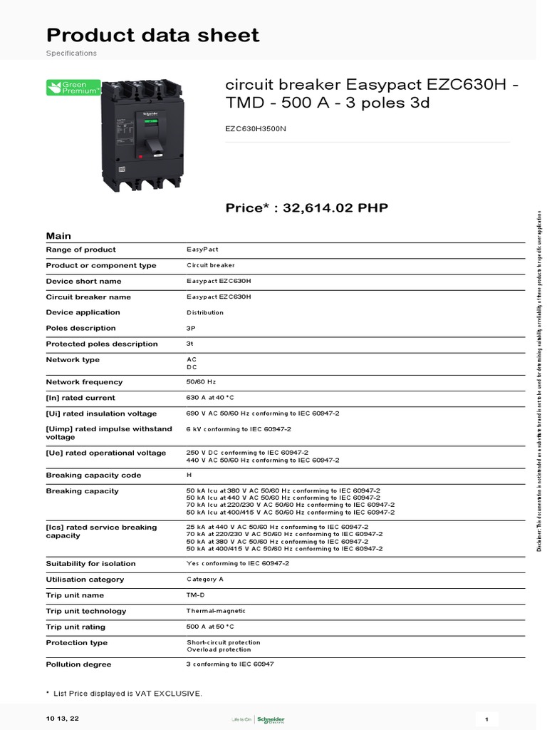EasyPact EZC - EZC630H3500N | PDF | Alternating Current | Electrical ...
