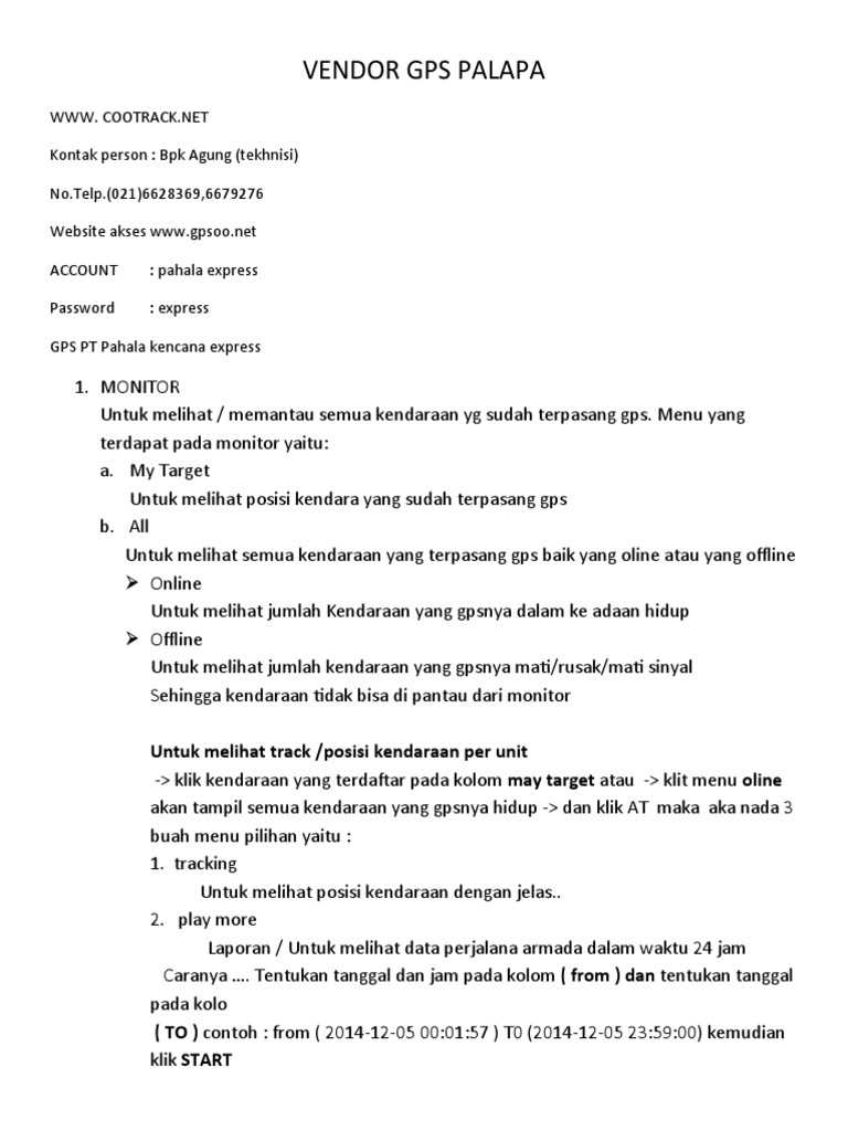 Manual Book GPS Palapa Dan Gti | PDF