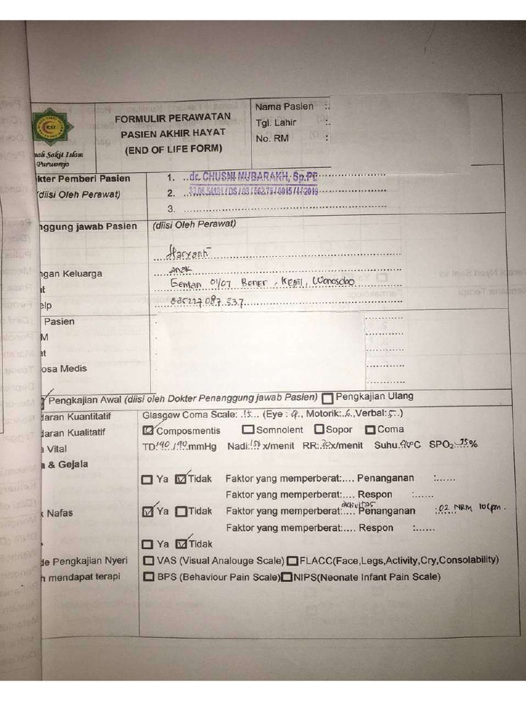 Pap 5.1 Bukti Form RM Pengkajian Akhir Hayat Awal | PDF