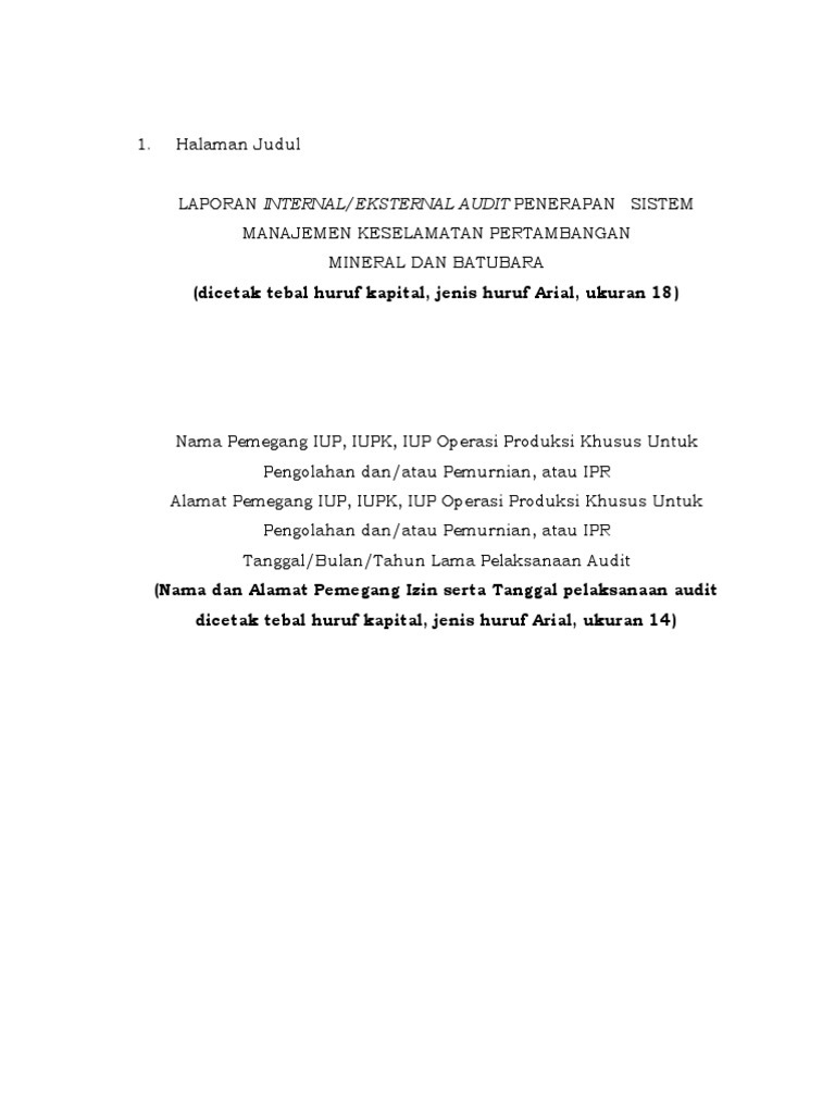 Petunjuk Penyusunan Laporan Audit Internal SMKP | PDF