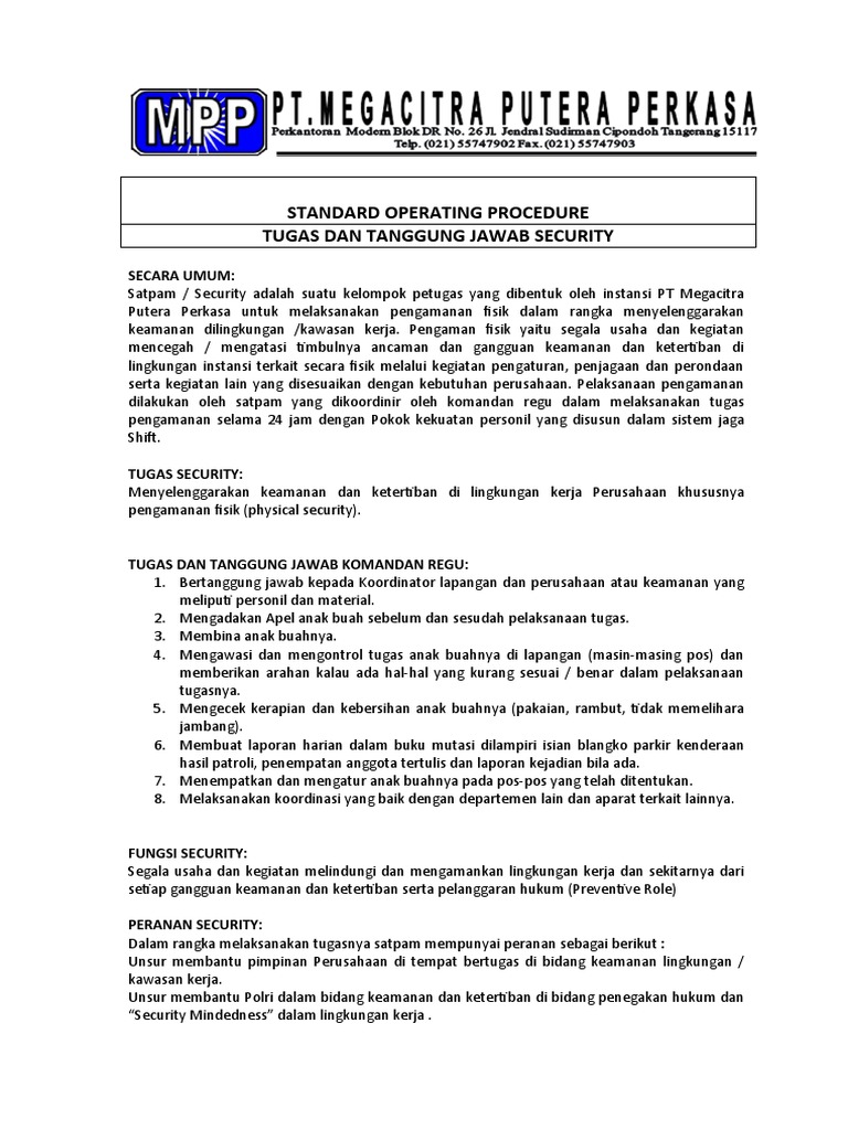 Sop Security Pabrik | PDF