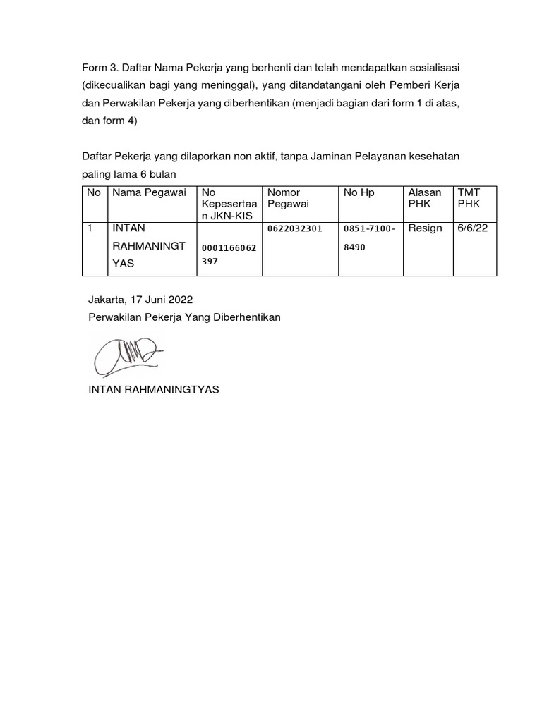Form 3 BPJS KES | PDF